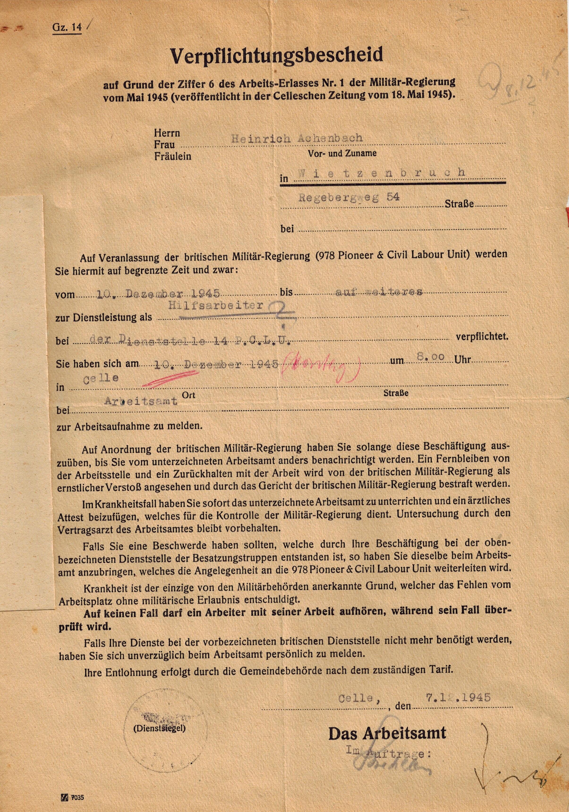 Random paperwork, POW, Mothers cross, post war employment with RAF ...