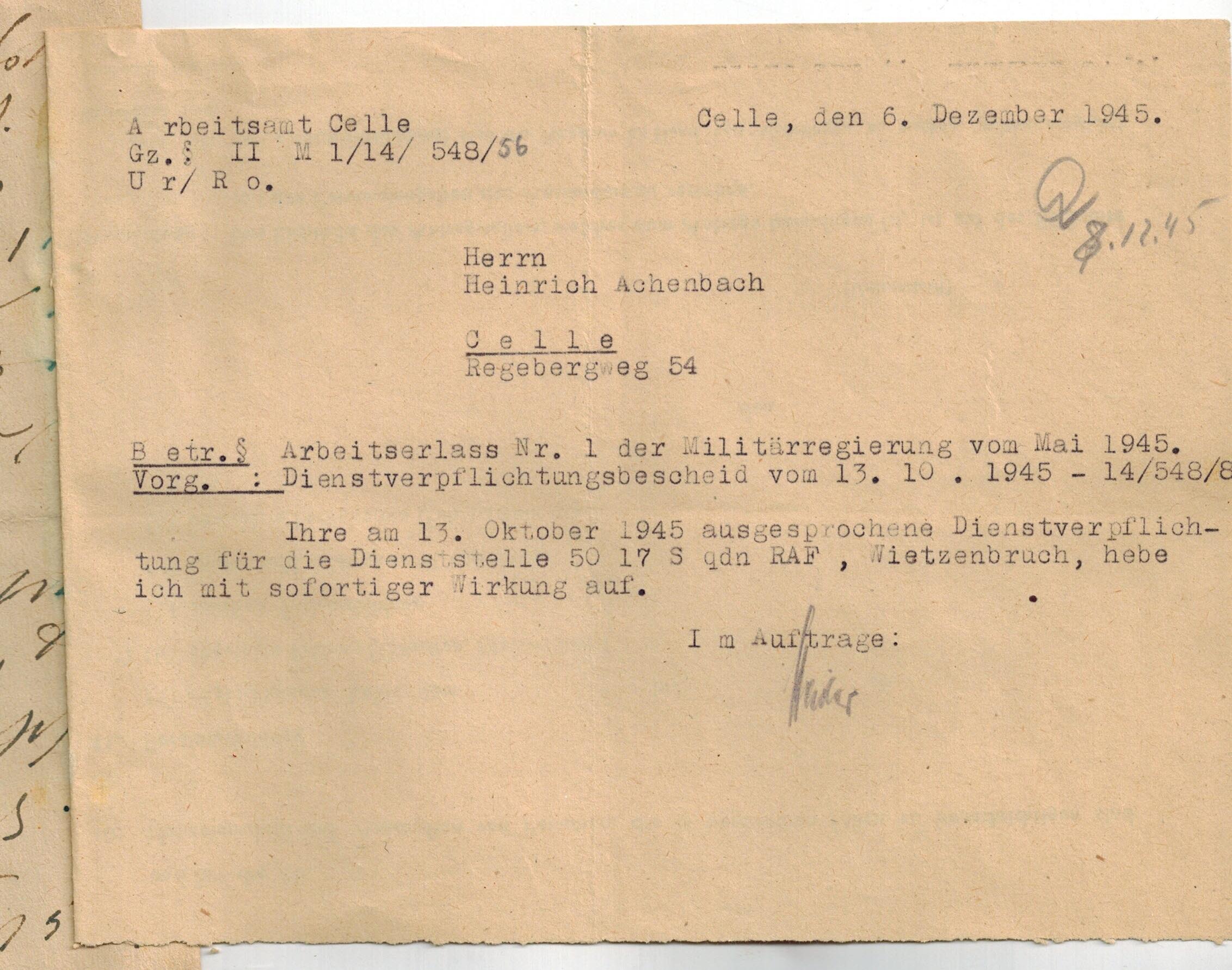 Random paperwork, POW, Mothers cross, post war employment with RAF ...